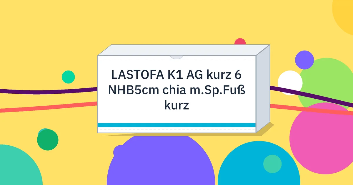 Symbolbild: Packung mit der Aufschrift LASTOFA K1 AG kurz 6 NHB5cm chia m.Sp.Fuß kurz (PZN 13793930) – Verfügbarkeit und Bezug in Apotheken in Frankfurt am Main