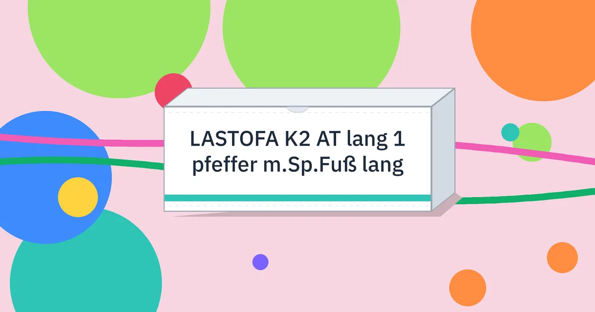 Symbolbild: Packung mit der Aufschrift LASTOFA K2 AT lang 1 pfeffer m.Sp.Fuß lang (PZN 13808436) – Verfügbarkeit und Bezug in Apotheken in Frankfurt am Main