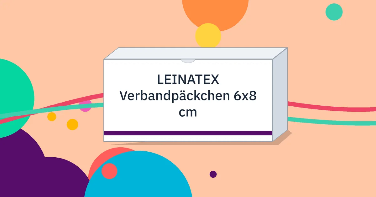 Symbolbild: Packung mit der Aufschrift LEINATEX Verbandpäckchen 6x8 cm (PZN 03270711) – Verfügbarkeit und Bezug in Apotheken in Frankfurt am Main
