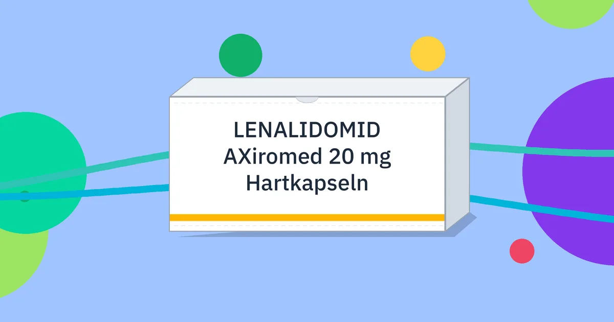 Symbolbild: Packung mit der Aufschrift LENALIDOMID AXiromed 20 mg Hartkapseln (PZN 18488887) – Verfügbarkeit und Bezug in Apotheken in Frankfurt am Main