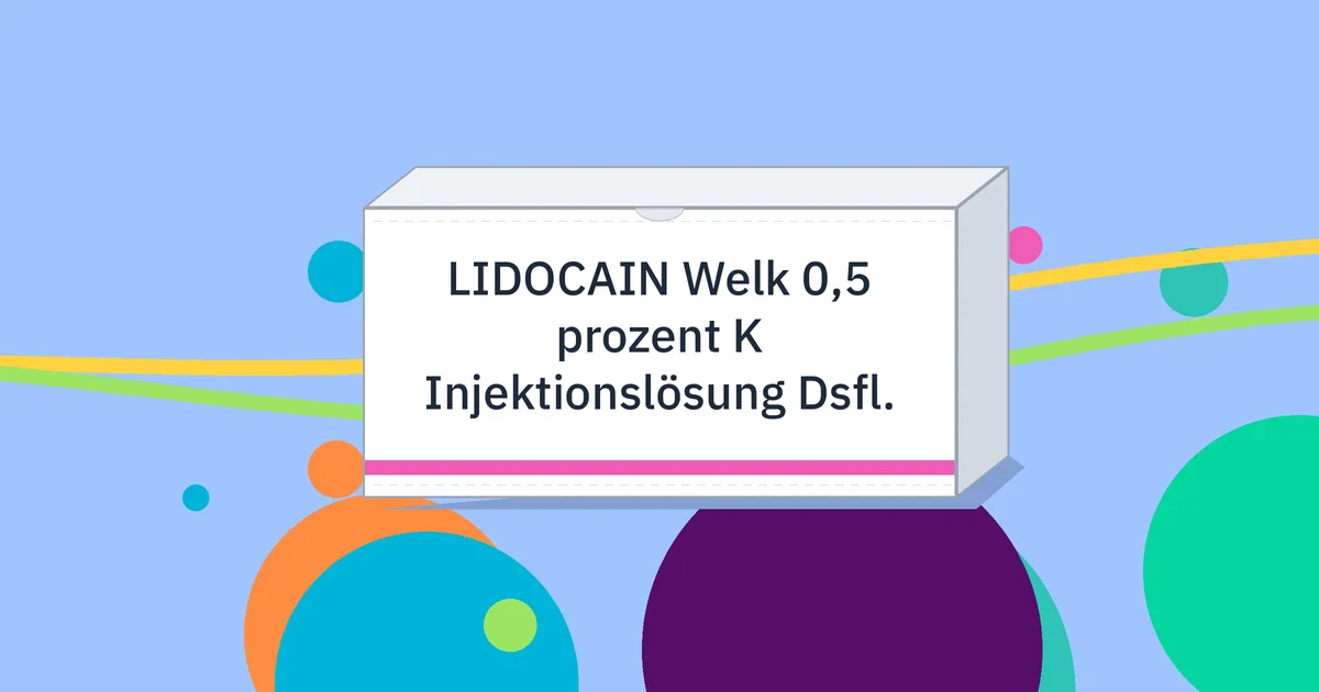 Symbolbild: Packung mit der Aufschrift LIDOCAIN Welk 0,5 prozent K Injektionslösung Dsfl. (PZN 08780753) – Verfügbarkeit und Bezug in Apotheken in Frankfurt am Main