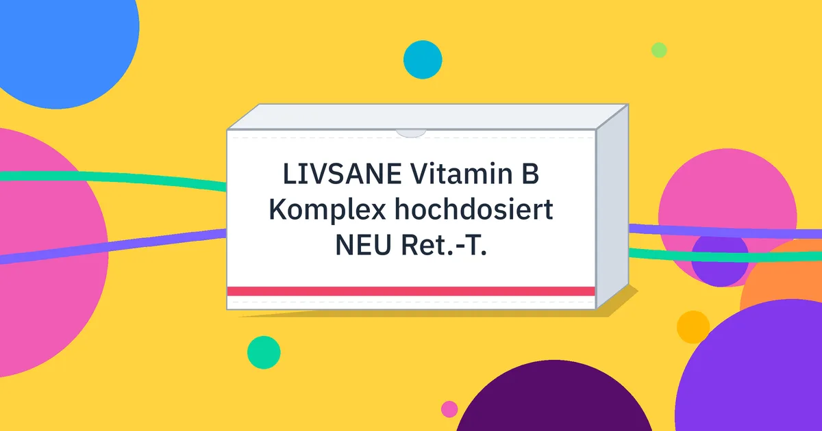 Symbolbild: Packung mit der Aufschrift LIVSANE Vitamin B Komplex hochdosiert NEU Ret.-T. (PZN 16325922) – Verfügbarkeit und Bezug in Apotheken in Frankfurt am Main