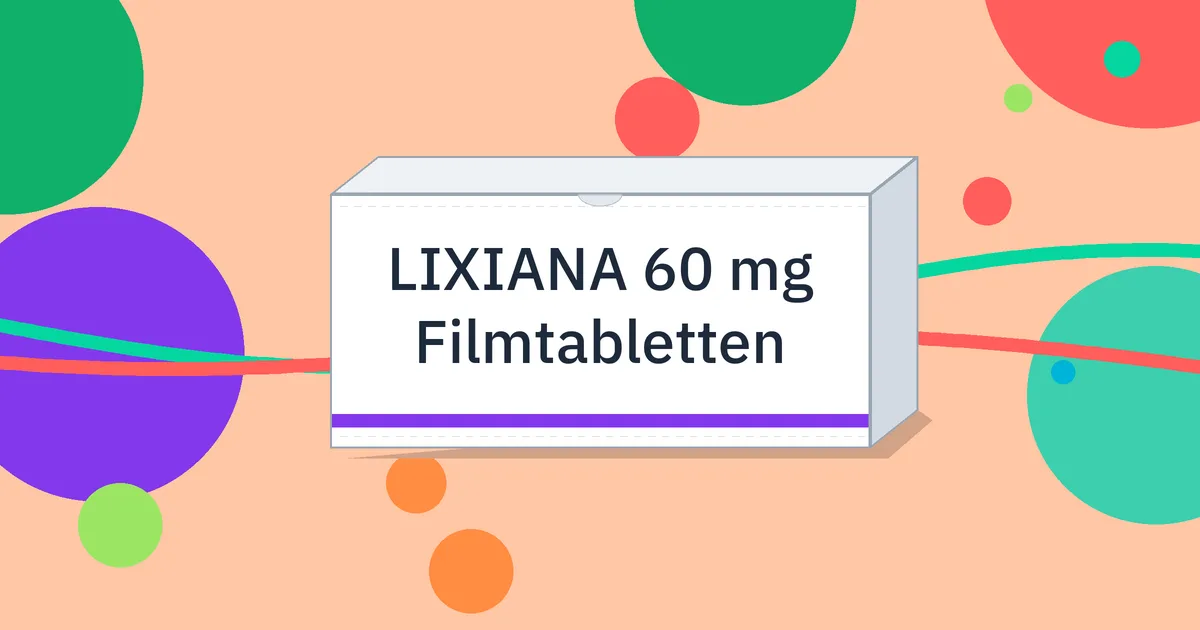 Symbolbild: Packung mit der Aufschrift LIXIANA 60 mg Filmtabletten (PZN 10714255) – Verfügbarkeit und Bezug in Apotheken in Frankfurt am Main
