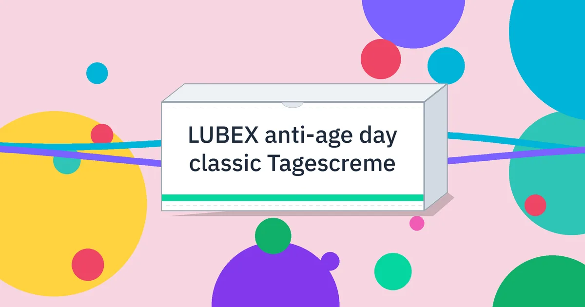 Symbolbild: Packung mit der Aufschrift LUBEX anti-age day classic Tagescreme (PZN 16156738) – Verfügbarkeit und Bezug in Apotheken in Frankfurt am Main