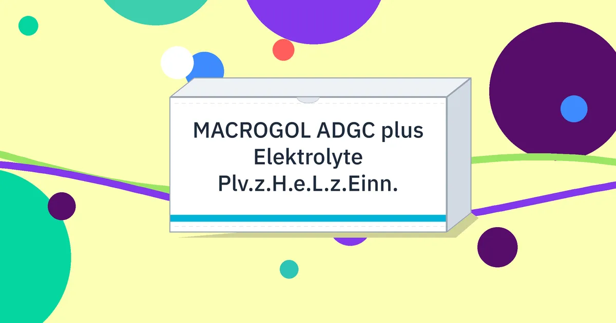 Symbolbild: Packung mit der Aufschrift MACROGOL ADGC plus Elektrolyte Plv.z.H.e.L.z.Einn. (PZN 18084428) – Verfügbarkeit und Bezug in Apotheken in Frankfurt am Main