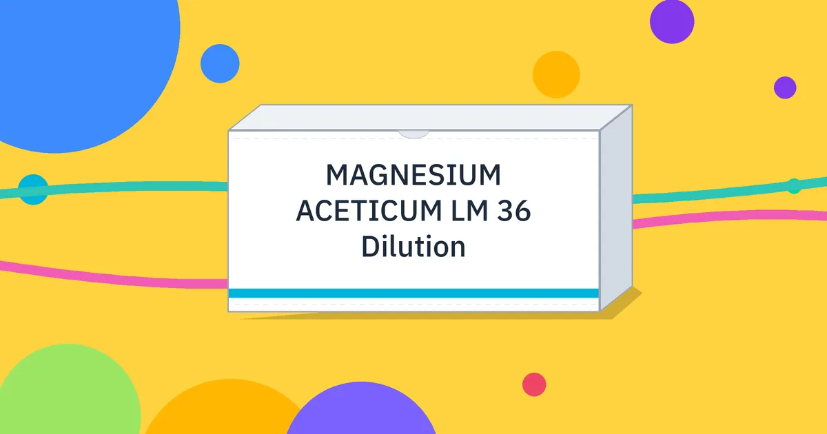 Symbolbild: Packung mit der Aufschrift MAGNESIUM ACETICUM LM 36 Dilution (PZN 12935865) – Verfügbarkeit und Bezug in Apotheken in Frankfurt am Main