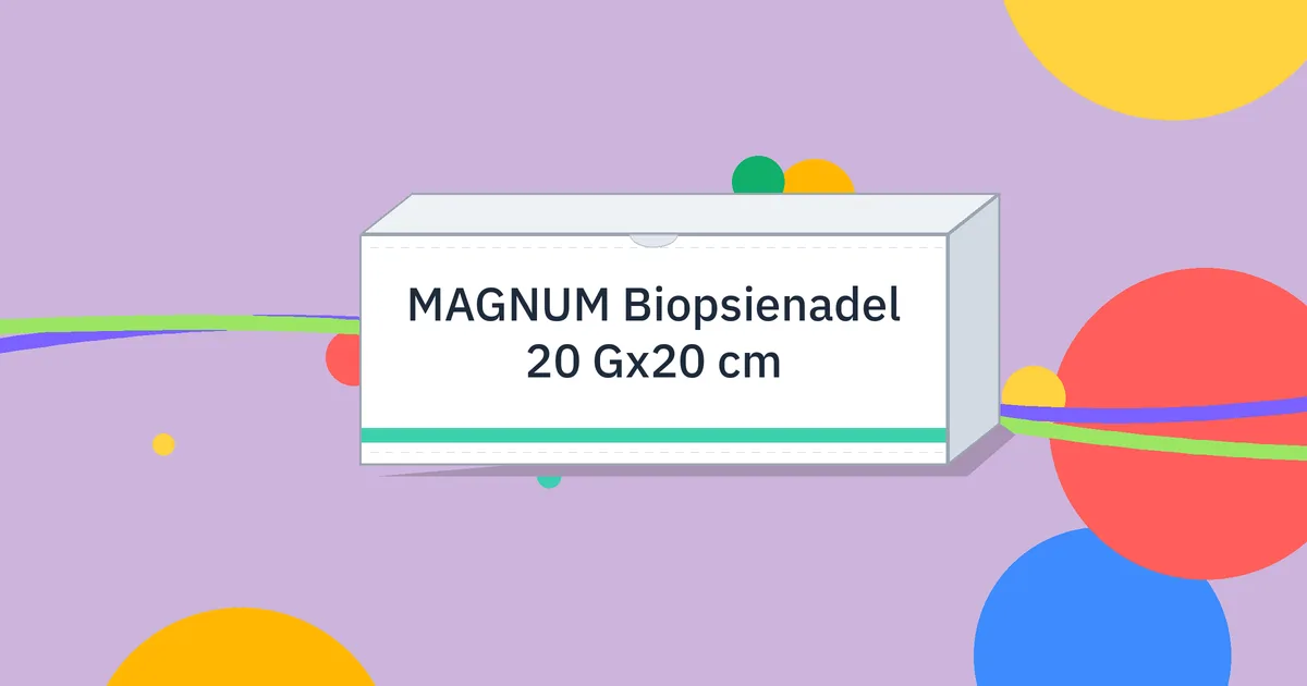 Symbolbild: Packung mit der Aufschrift MAGNUM Biopsienadel 20 Gx20 cm (PZN 03405996) – Verfügbarkeit und Bezug in Apotheken in Frankfurt am Main