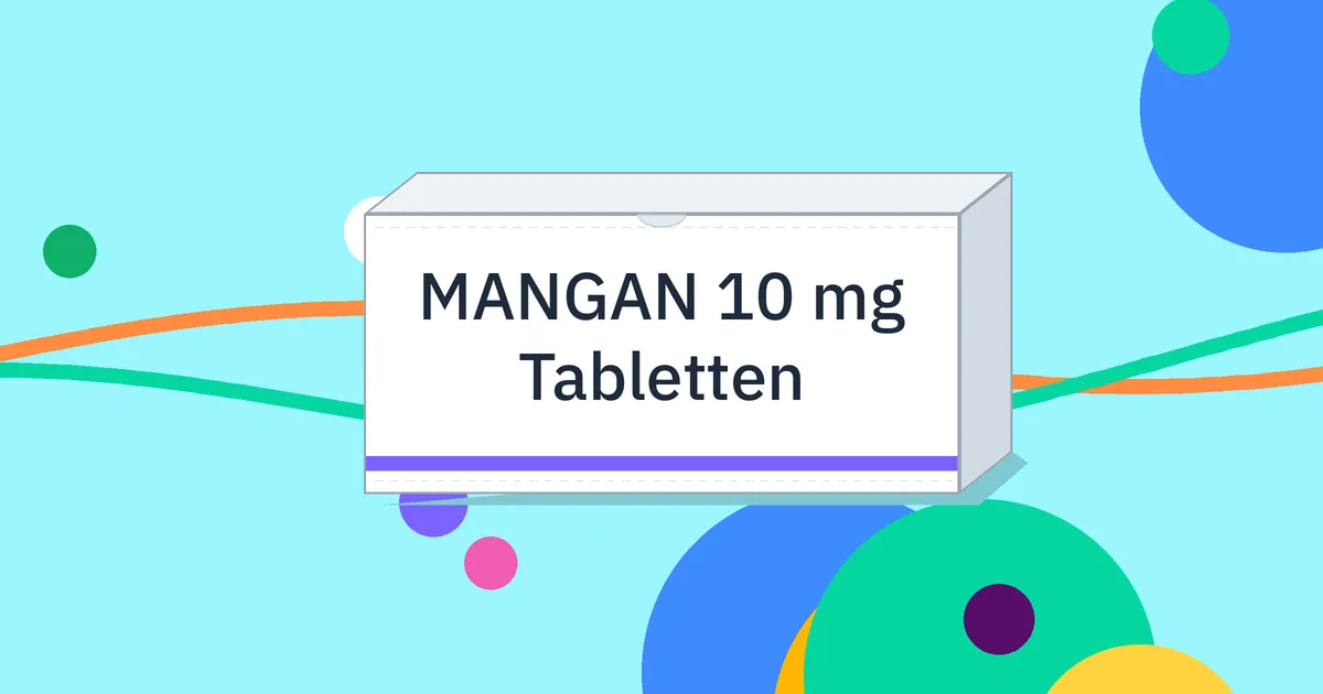 Symbolbild: Packung mit der Aufschrift MANGAN 10 mg Tabletten (PZN 20032137) – Verfügbarkeit und Bezug in Apotheken in Frankfurt am Main