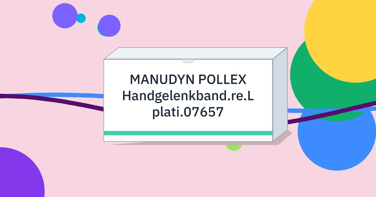 Symbolbild: Packung mit der Aufschrift MANUDYN POLLEX Handgelenkband.re.L plati.07657 (PZN 13986215) – Verfügbarkeit und Bezug in Apotheken in Frankfurt am Main
