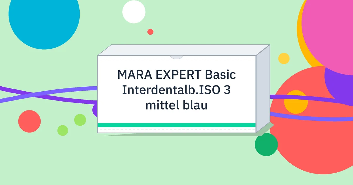 Symbolbild: Packung mit der Aufschrift MARA EXPERT Basic Interdentalb.ISO 3 mittel blau (PZN 18457616) – Verfügbarkeit und Bezug in Apotheken in Frankfurt am Main