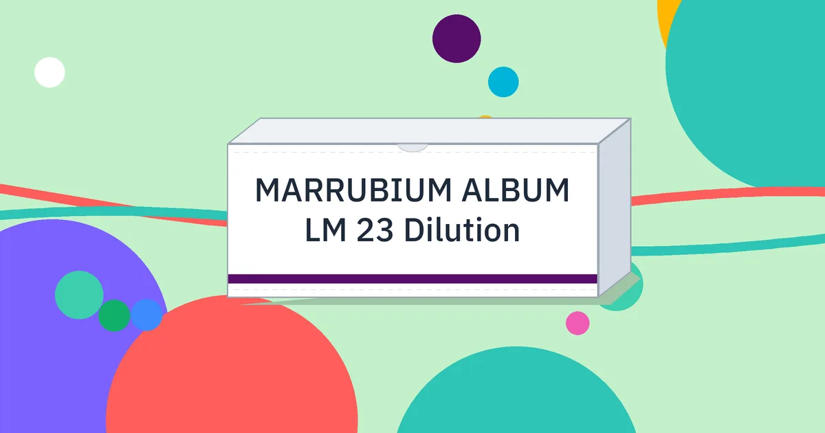 Symbolbild: Packung mit der Aufschrift MARRUBIUM ALBUM LM 23 Dilution (PZN 13602025) – Verfügbarkeit und Bezug in Apotheken in Frankfurt am Main
