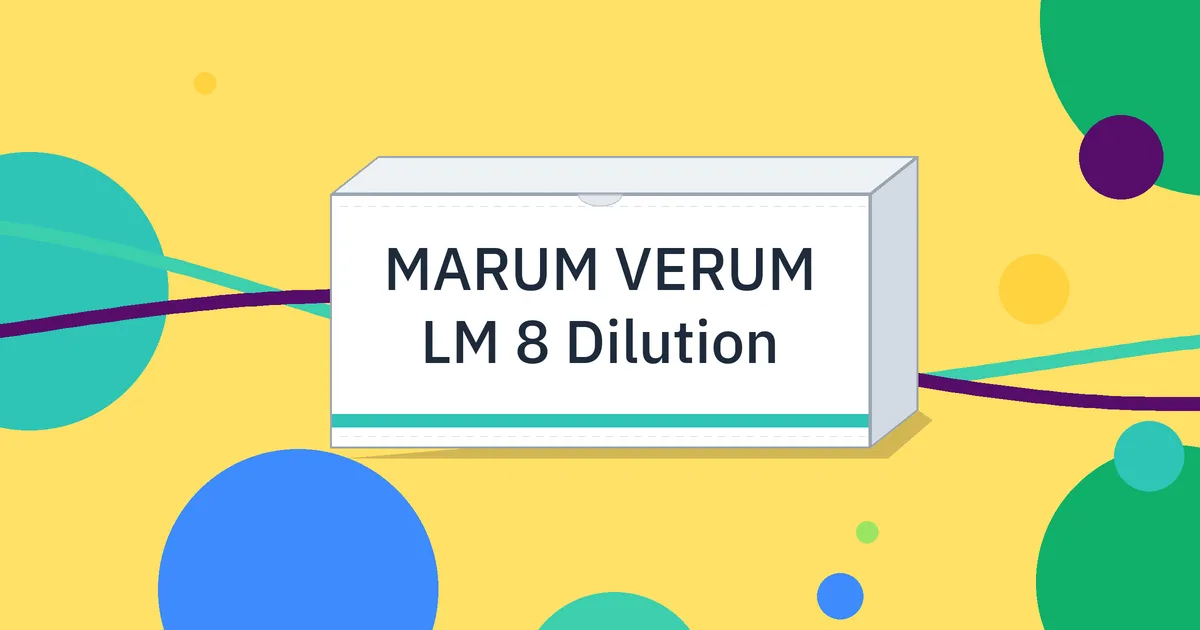 Symbolbild: Packung mit der Aufschrift MARUM VERUM LM 8 Dilution (PZN 12946455) – Verfügbarkeit und Bezug in Apotheken in Frankfurt am Main