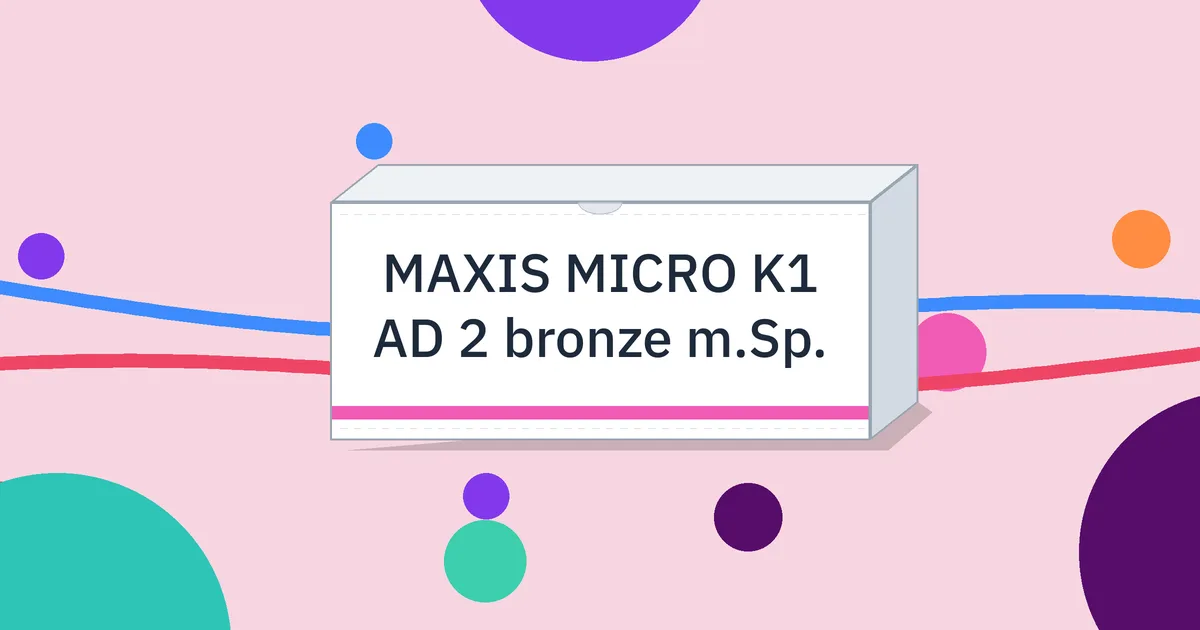 Symbolbild: Packung mit der Aufschrift MAXIS MICRO K1 AD 2 bronze m.Sp. (PZN 17671980) – Verfügbarkeit und Bezug in Apotheken in Frankfurt am Main