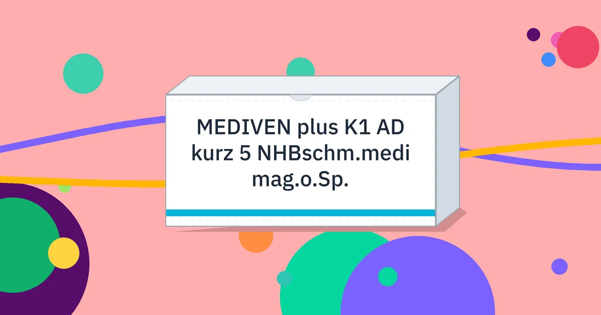 Symbolbild: Packung mit der Aufschrift MEDIVEN plus K1 AD kurz 5 NHBschm.medi mag.o.Sp. (PZN 15899383) – Verfügbarkeit und Bezug in Apotheken in Frankfurt am Main