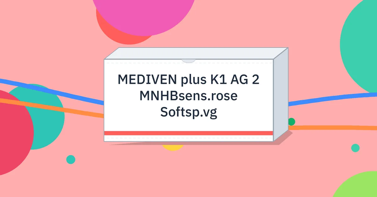 Symbolbild: Packung mit der Aufschrift MEDIVEN plus K1 AG 2 MNHBsens.rose Softsp.vg (PZN 15917342) – Verfügbarkeit und Bezug in Apotheken in Frankfurt am Main