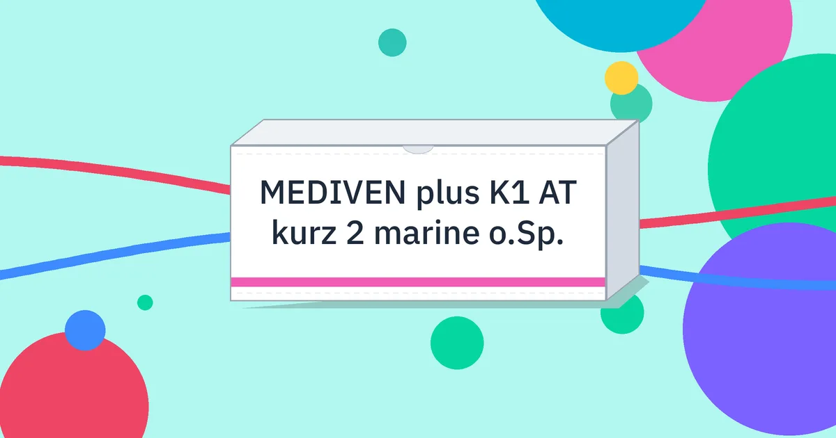 Symbolbild: Packung mit der Aufschrift MEDIVEN plus K1 AT kurz 2 marine o.Sp. (PZN 15025879) – Verfügbarkeit und Bezug in Apotheken in Frankfurt am Main
