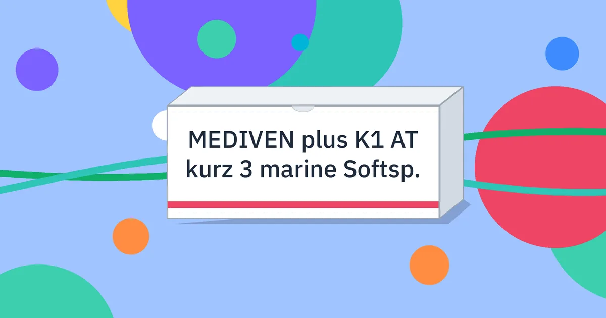 Symbolbild: Packung mit der Aufschrift MEDIVEN plus K1 AT kurz 3 marine Softsp. (PZN 15026034) – Verfügbarkeit und Bezug in Apotheken in Frankfurt am Main