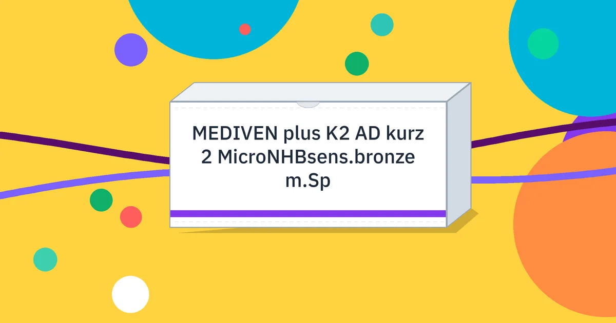 Symbolbild: Packung mit der Aufschrift MEDIVEN plus K2 AD kurz 2 MicroNHBsens.bronze m.Sp (PZN 15934375) – Verfügbarkeit und Bezug in Apotheken in Frankfurt am Main