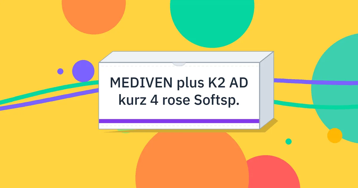 Symbolbild: Packung mit der Aufschrift MEDIVEN plus K2 AD kurz 4 rose Softsp. (PZN 15097169) – Verfügbarkeit und Bezug in Apotheken in Frankfurt am Main