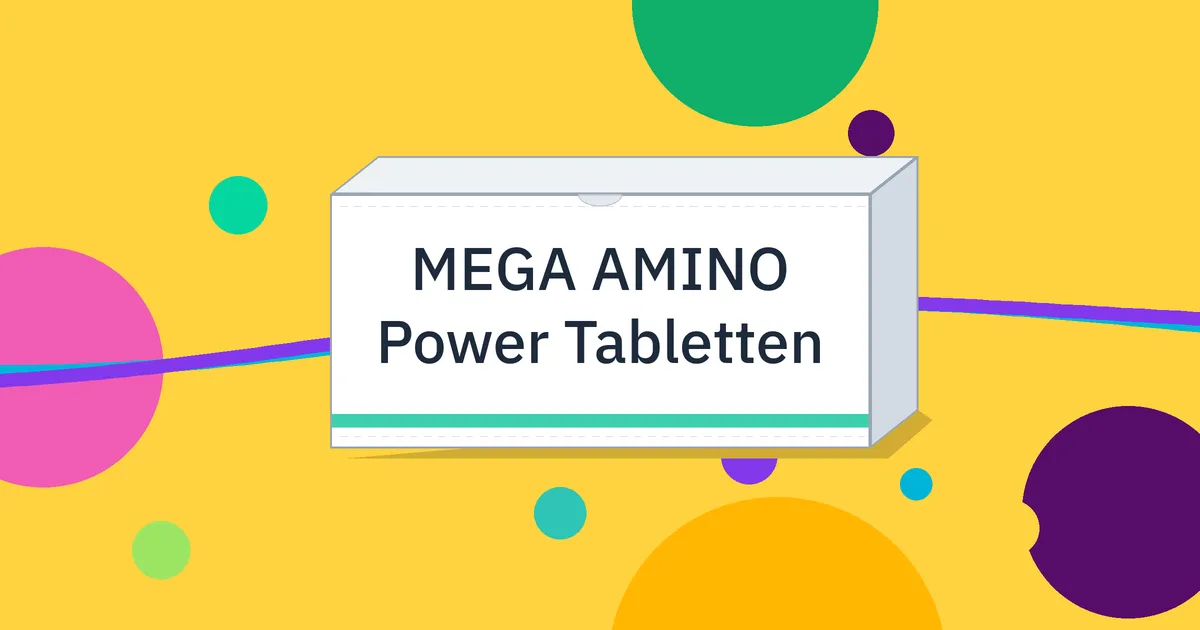Symbolbild: Packung mit der Aufschrift MEGA AMINO Power Tabletten (PZN 00250240) – Verfügbarkeit und Bezug in Apotheken in Frankfurt am Main
