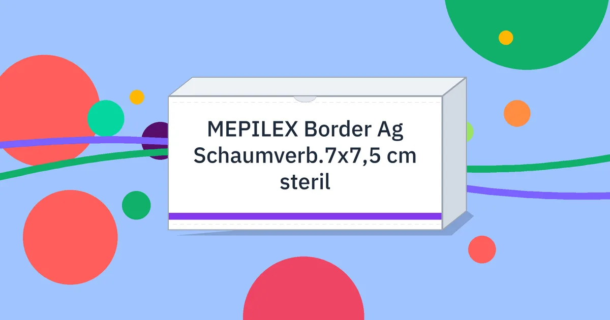 Symbolbild: Packung mit der Aufschrift MEPILEX Border Ag Schaumverb.7x7,5 cm steril (PZN 10113018) – Verfügbarkeit und Bezug in Apotheken in Frankfurt am Main