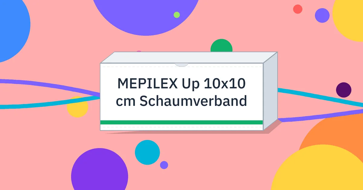Symbolbild: Packung mit der Aufschrift MEPILEX Up 10x10 cm Schaumverband (PZN 20124678) – Verfügbarkeit und Bezug in Apotheken in Frankfurt am Main