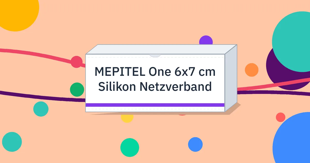 Symbolbild: Packung mit der Aufschrift MEPITEL One 6x7 cm Silikon Netzverband (PZN 18032785) – Verfügbarkeit und Bezug in Apotheken in Frankfurt am Main