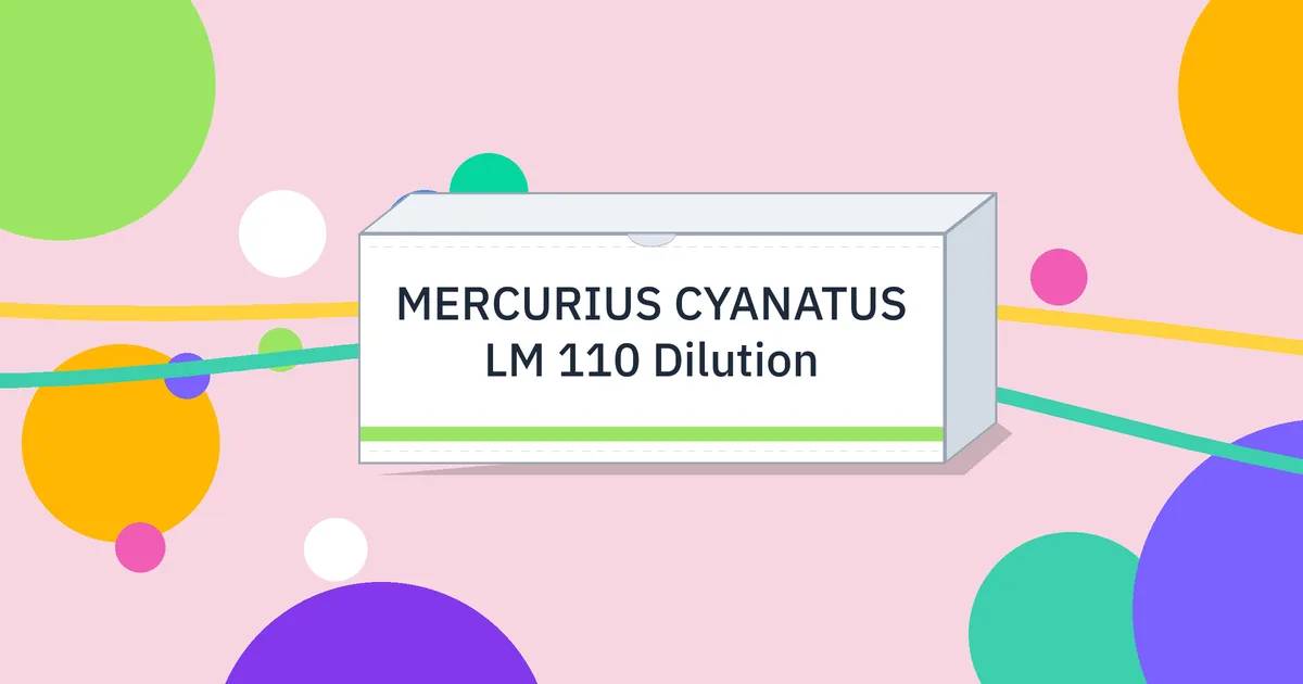 Symbolbild: Packung mit der Aufschrift MERCURIUS CYANATUS LM 110 Dilution (PZN 12951189) – Verfügbarkeit und Bezug in Apotheken in Frankfurt am Main