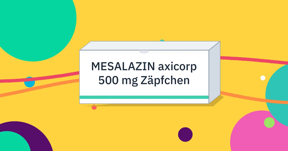 Symbolbild: Packung mit der Aufschrift MESALAZIN axicorp 500 mg Zäpfchen (PZN 15270277) – Verfügbarkeit und Bezug in Apotheken in Frankfurt am Main