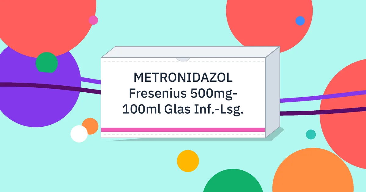Symbolbild: Packung mit der Aufschrift METRONIDAZOL Fresenius 500mg-100ml Glas Inf.-Lsg. (PZN 03058431) – Verfügbarkeit und Bezug in Apotheken in Frankfurt am Main