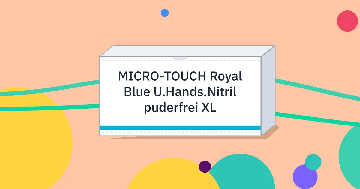 Symbolbild: Packung mit der Aufschrift MICRO-TOUCH Royal Blue U.Hands.Nitril puderfrei XL (PZN 18388654) – Verfügbarkeit und Bezug in Apotheken in Frankfurt am Main
