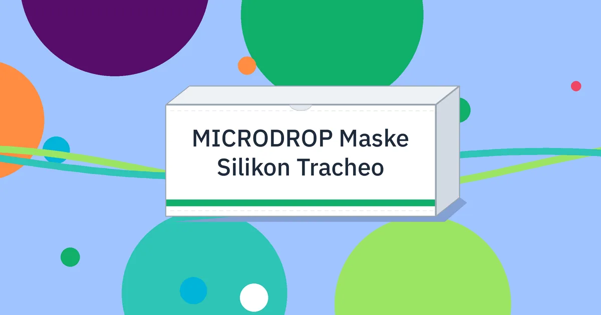 Symbolbild: Packung mit der Aufschrift MICRODROP Maske Silikon Tracheo (PZN 06119506) – Verfügbarkeit und Bezug in Apotheken in Frankfurt am Main