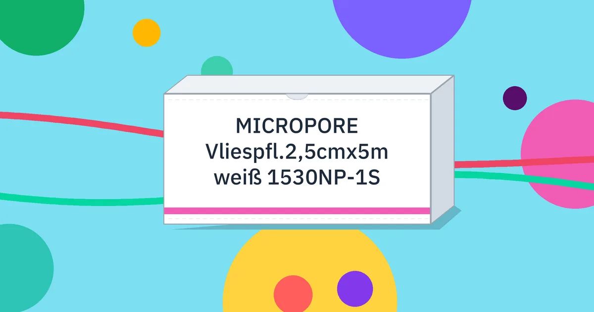 Symbolbild: Packung mit der Aufschrift MICROPORE Vliespfl.2,5cmx5m weiß 1530NP-1S (PZN 12483067) – Verfügbarkeit und Bezug in Apotheken in Frankfurt am Main