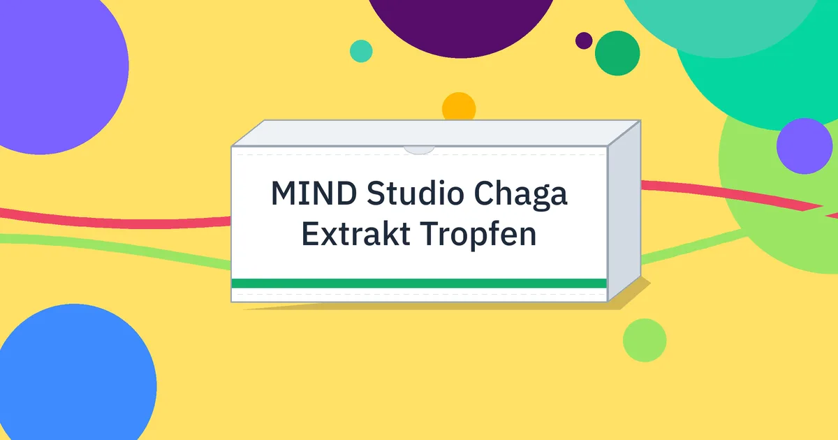 Symbolbild: Packung mit der Aufschrift MIND Studio Chaga Extrakt Tropfen (PZN 20811172) – Verfügbarkeit und Bezug in Apotheken in Frankfurt am Main