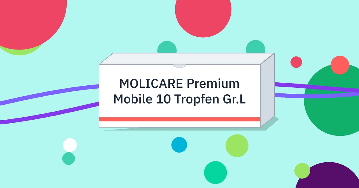 Symbolbild: Packung mit der Aufschrift MOLICARE Premium Mobile 10 Tropfen Gr.L (PZN 14442687) – Verfügbarkeit und Bezug in Apotheken in Frankfurt am Main