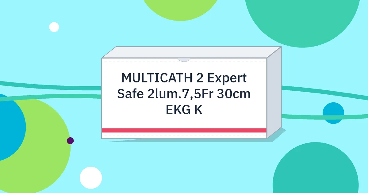 Symbolbild: Packung mit der Aufschrift MULTICATH 2 Expert Safe 2lum.7,5Fr 30cm EKG K (PZN 10354609) – Verfügbarkeit und Bezug in Apotheken in Frankfurt am Main
