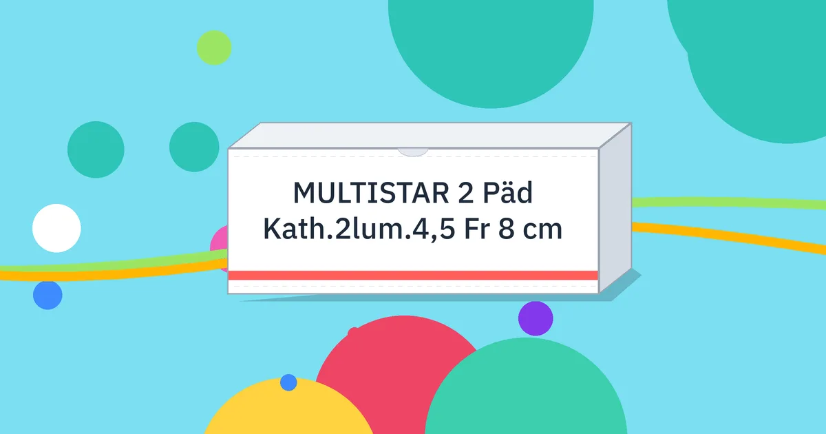Symbolbild: Packung mit der Aufschrift MULTISTAR 2 Päd Kath.2lum.4,5 Fr 8 cm (PZN 19128205) – Verfügbarkeit und Bezug in Apotheken in Frankfurt am Main