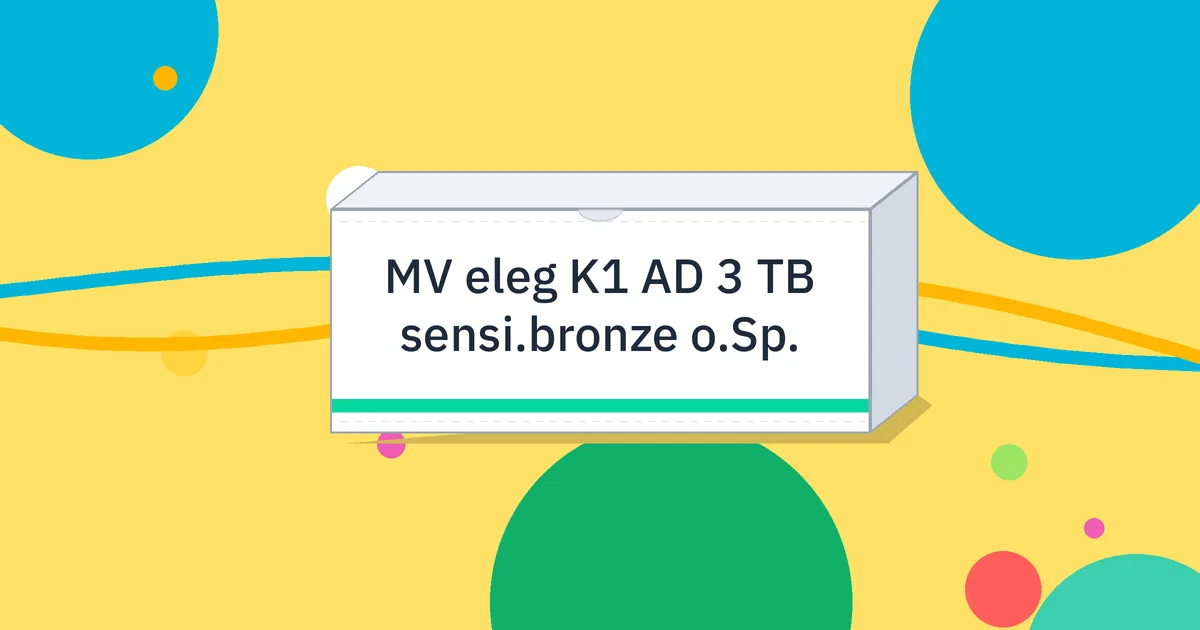 Symbolbild: Packung mit der Aufschrift MV eleg K1 AD 3 TB sensi.bronze o.Sp. (PZN 14704101) – Verfügbarkeit und Bezug in Apotheken in Frankfurt am Main