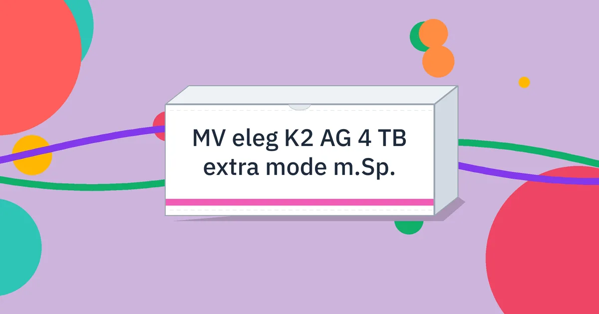 Symbolbild: Packung mit der Aufschrift MV eleg K2 AG 4 TB extra mode m.Sp. (PZN 09876538) – Verfügbarkeit und Bezug in Apotheken in Frankfurt am Main