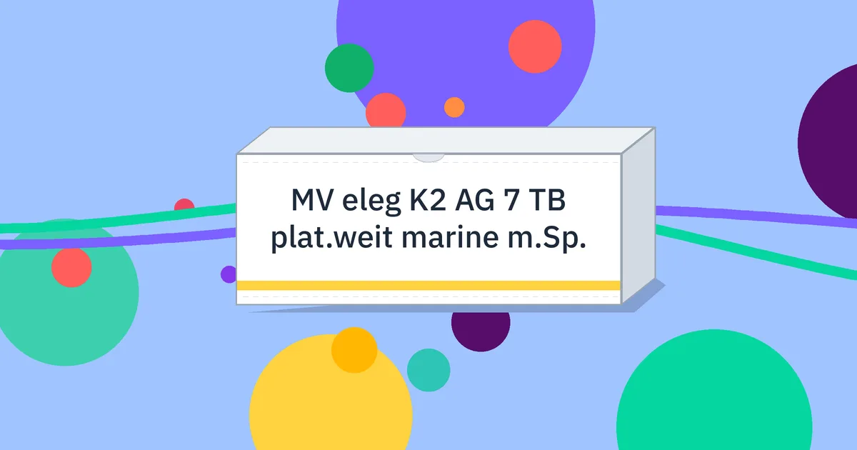 Symbolbild: Packung mit der Aufschrift MV eleg K2 AG 7 TB plat.weit marine m.Sp. (PZN 15283937) – Verfügbarkeit und Bezug in Apotheken in Frankfurt am Main