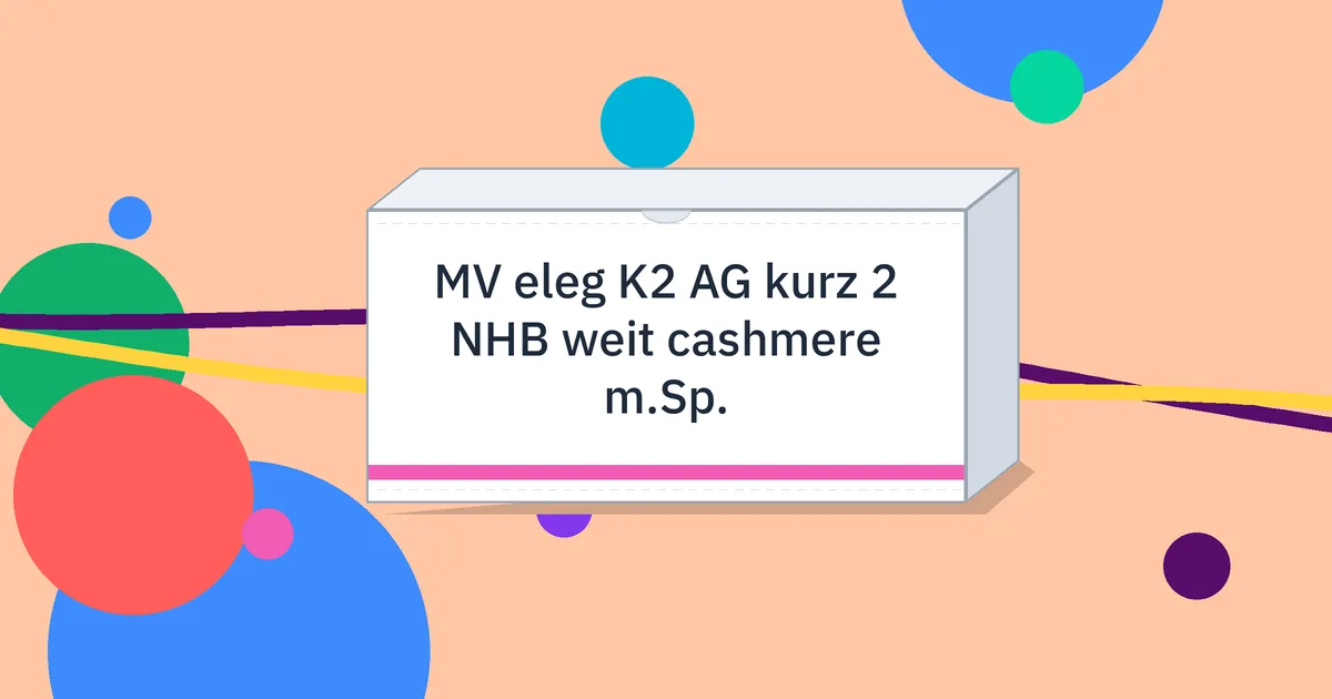 Symbolbild: Packung mit der Aufschrift MV eleg K2 AG kurz 2 NHB weit cashmere m.Sp. (PZN 15714188) – Verfügbarkeit und Bezug in Apotheken in Frankfurt am Main