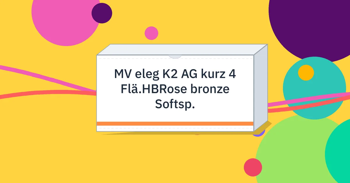 Symbolbild: Packung mit der Aufschrift MV eleg K2 AG kurz 4 Flä.HBRose bronze Softsp. (PZN 15704445) – Verfügbarkeit und Bezug in Apotheken in Frankfurt am Main