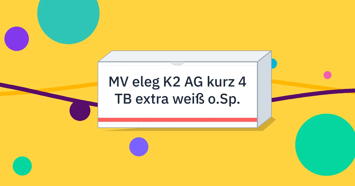 Symbolbild: Packung mit der Aufschrift MV eleg K2 AG kurz 4 TB extra weiß o.Sp. (PZN 09879695) – Verfügbarkeit und Bezug in Apotheken in Frankfurt am Main