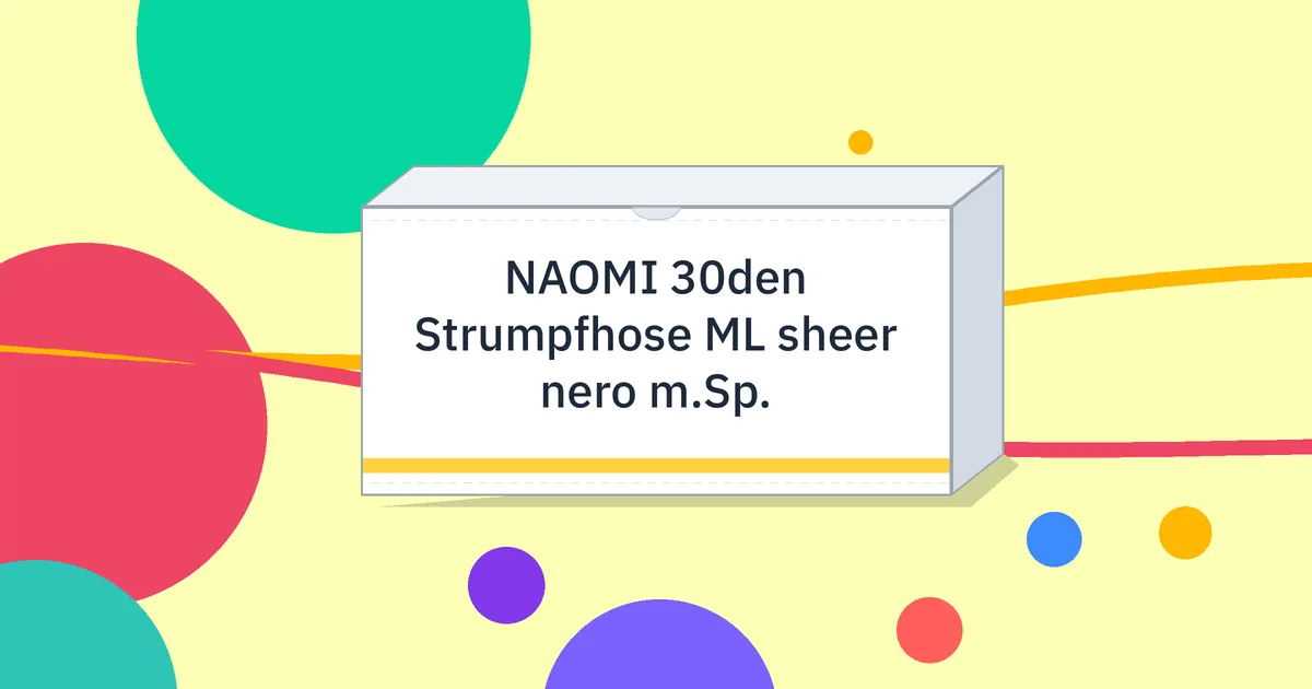Symbolbild: Packung mit der Aufschrift NAOMI 30den Strumpfhose ML sheer nero m.Sp. (PZN 16178763) – Verfügbarkeit und Bezug in Apotheken in Frankfurt am Main