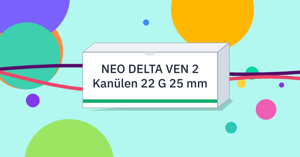 Symbolbild: Packung mit der Aufschrift NEO DELTA VEN 2 Kanülen 22 G 25 mm (PZN 07758154) – Verfügbarkeit und Bezug in Apotheken in Frankfurt am Main
