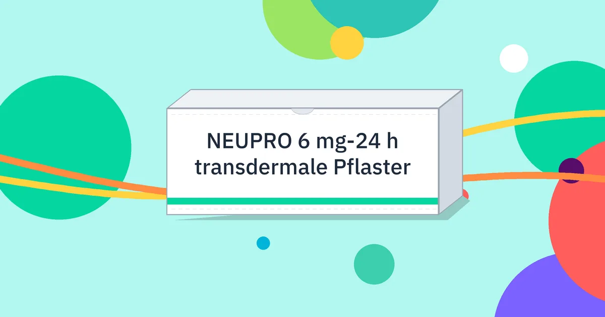 Symbolbild: Packung mit der Aufschrift NEUPRO 6 mg-24 h transdermale Pflaster (PZN 14270329) – Verfügbarkeit und Bezug in Apotheken in Frankfurt am Main