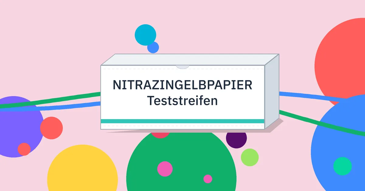 Symbolbild: Packung mit der Aufschrift NITRAZINGELBPAPIER Teststreifen (PZN 13889794) – Verfügbarkeit und Bezug in Apotheken in Frankfurt am Main