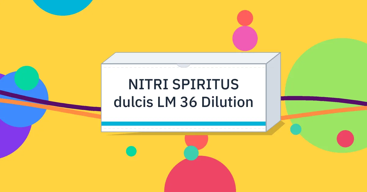 Symbolbild: Packung mit der Aufschrift NITRI SPIRITUS dulcis LM 36 Dilution (PZN 13619818) – Verfügbarkeit und Bezug in Apotheken in Frankfurt am Main