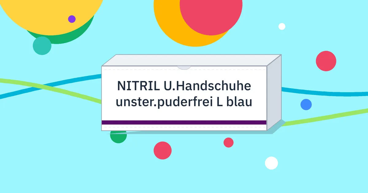 Symbolbild: Packung mit der Aufschrift NITRIL U.Handschuhe unster.puderfrei L blau (PZN 10319381) – Verfügbarkeit und Bezug in Apotheken in Frankfurt am Main