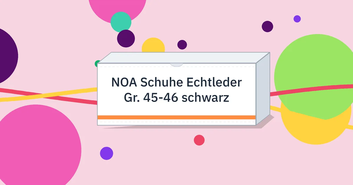 Symbolbild: Packung mit der Aufschrift NOA Schuhe Echtleder Gr. 45-46 schwarz (PZN 20342091) – Verfügbarkeit und Bezug in Apotheken in Frankfurt am Main